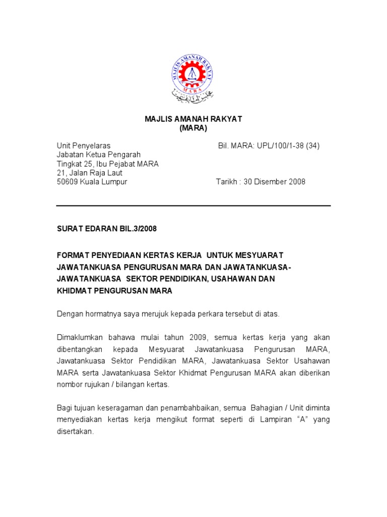Surat Edaran Bahagian Unit Penyelaras Bil.3-2008 (1) - Arahan ...