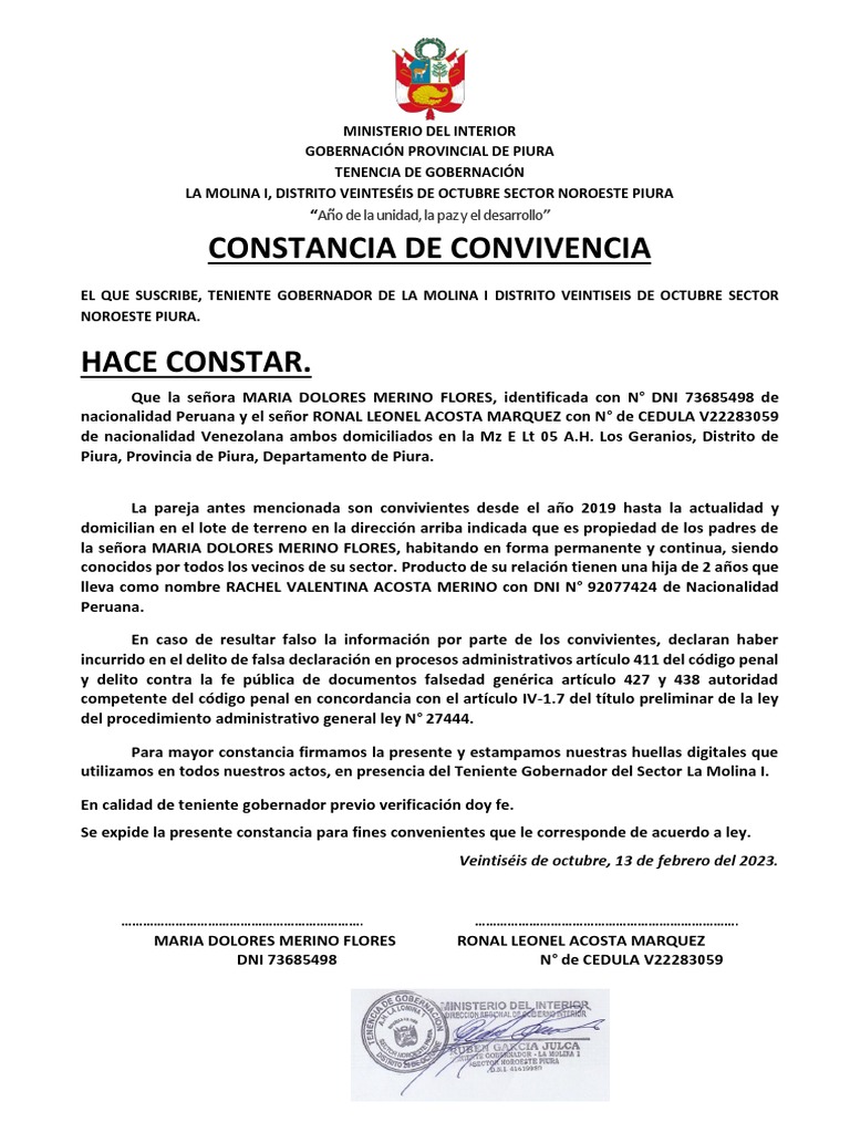 Constancia de convivencia.docx | PDF