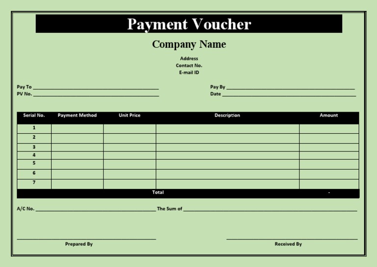 Payment Voucher Format 39 | PDF
