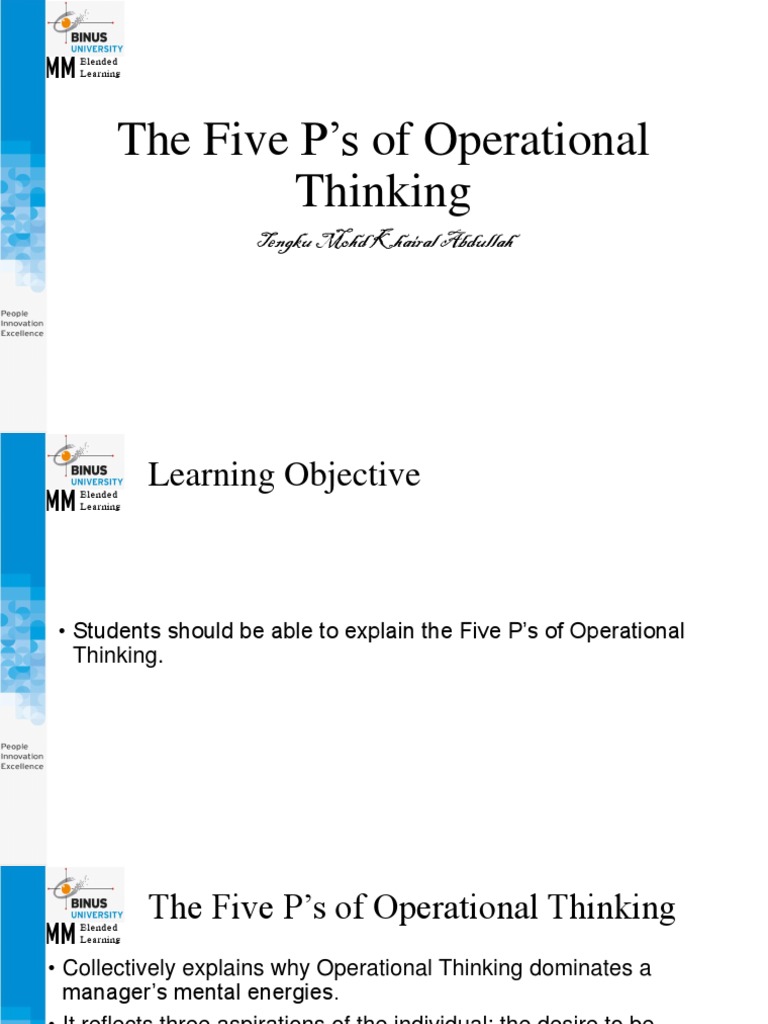 The Five P s Of Operational Thinking An Explanation Of Productivity
