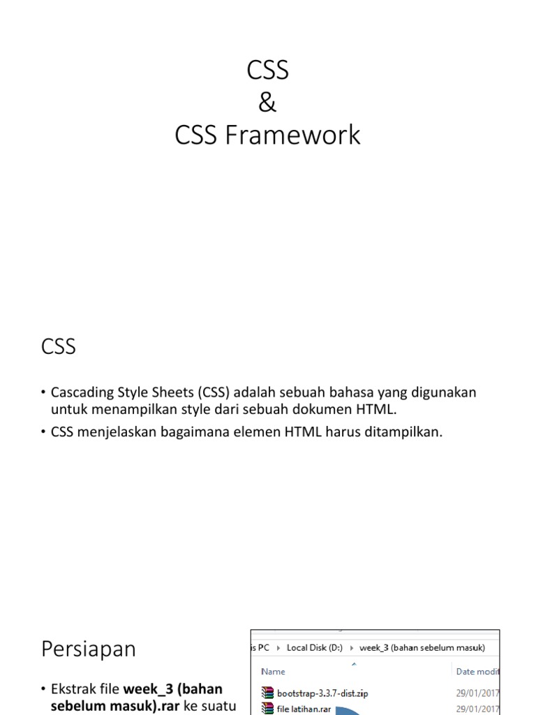 Minggu 3 CSS Dan Framework CSS | PDF | Metode & Bahan Ajar | Teknologi & Rekayasa