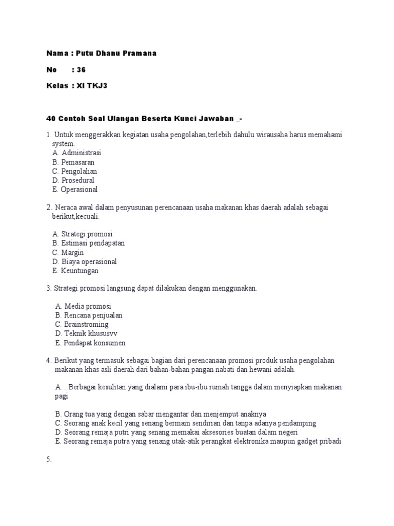 Nama: Putu Dhanu Pramana No: 36 Kelas: XI TKJ3 | PDF