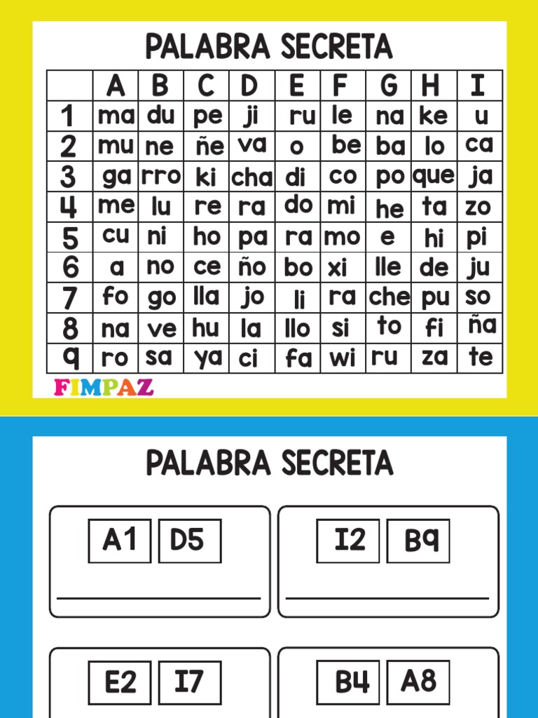 Juegos de Lectoescritura para Imprimir Palabra Secreta | PDF