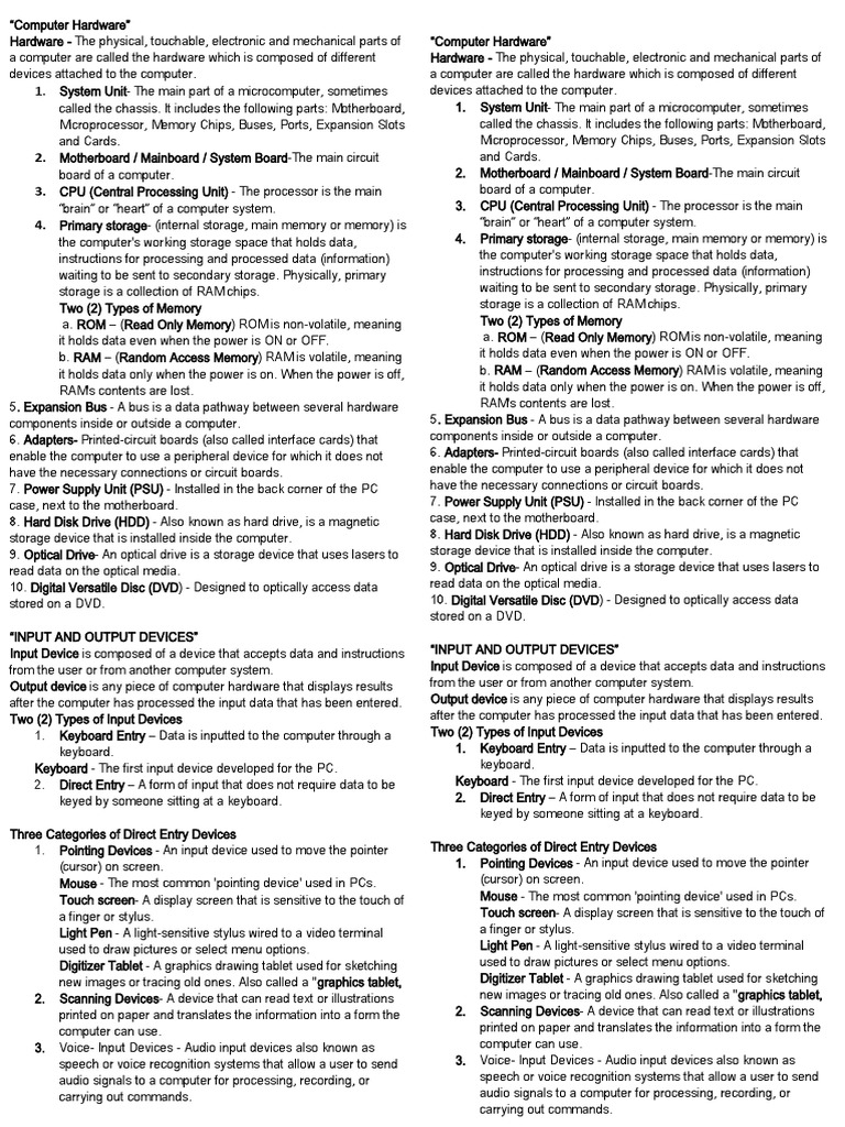 Computer Hardware Pdf Computer Data Storage Computer Hardware