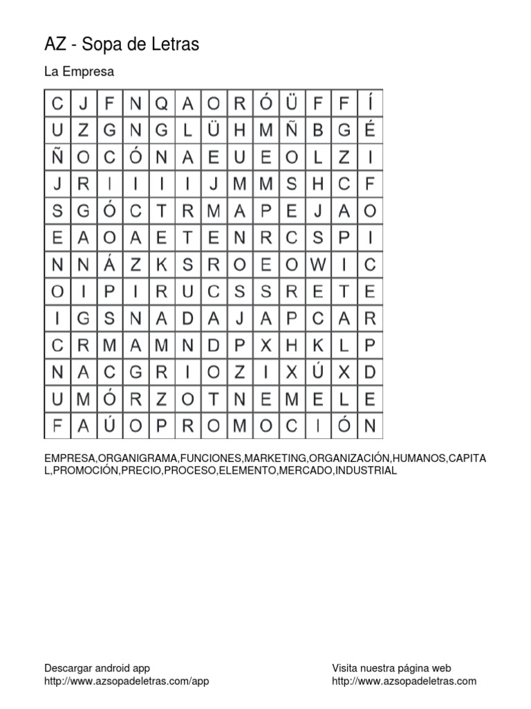 Sopa de Letra de La Empresa | PDF