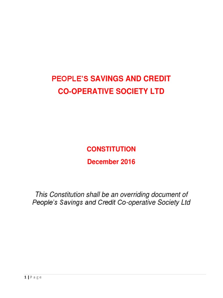 People's Savings SACCO Constitution | PDF | Cooperative | Wealth