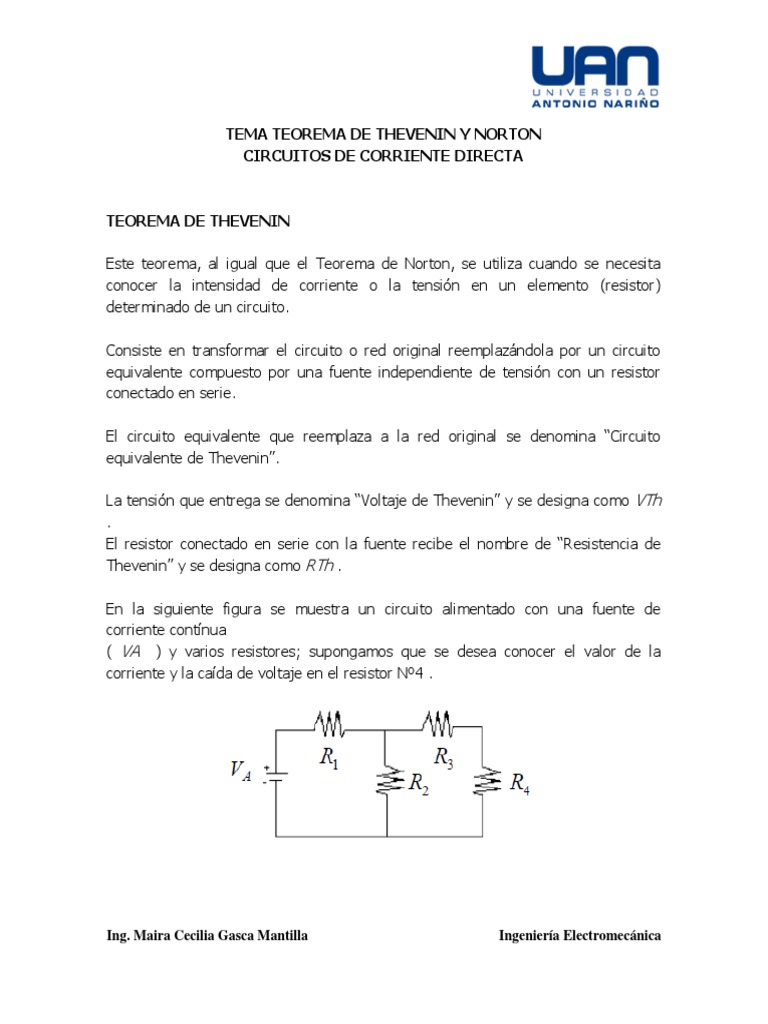 Tema Teorema de Thevenin y Norton | PDF | Red eléctrica | Resistor Tema Teorema de Thevenin y Norton | PDF | Red eléctrica | Resistor