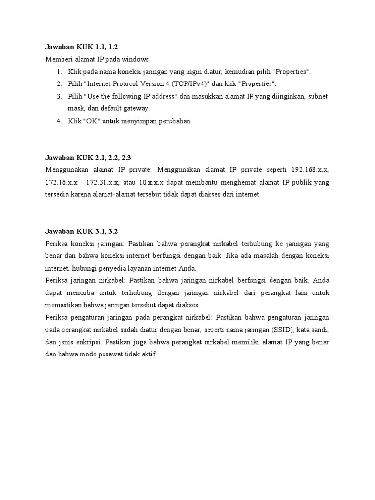 Jawaban Ujikom Essai Jna | PDF | Griya & Taman