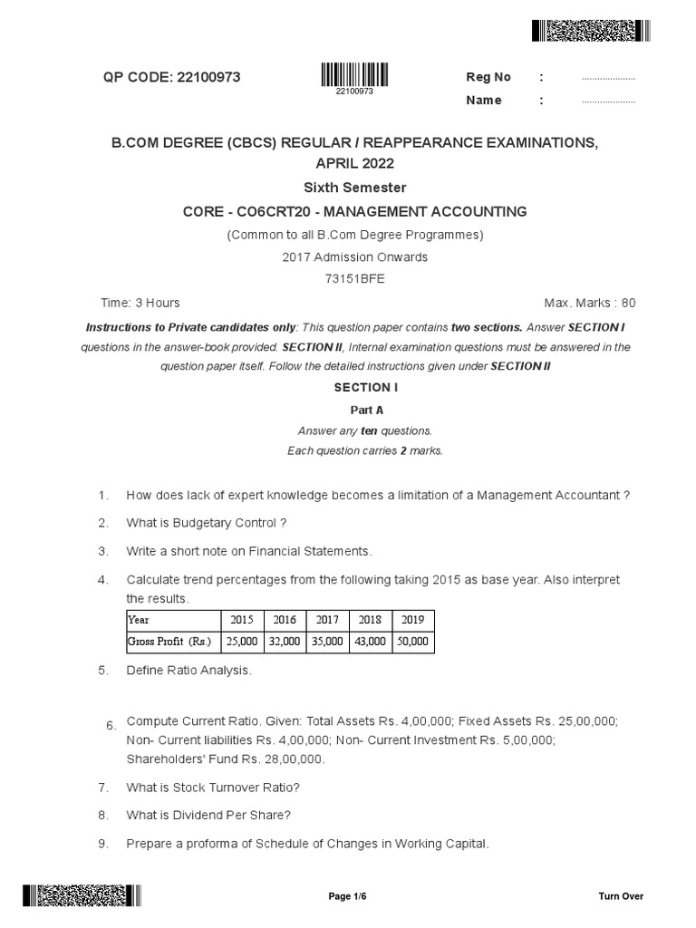 QP CODE: 22100973: Reg No: Name | PDF | Equity (Finance) | Balance Sheet