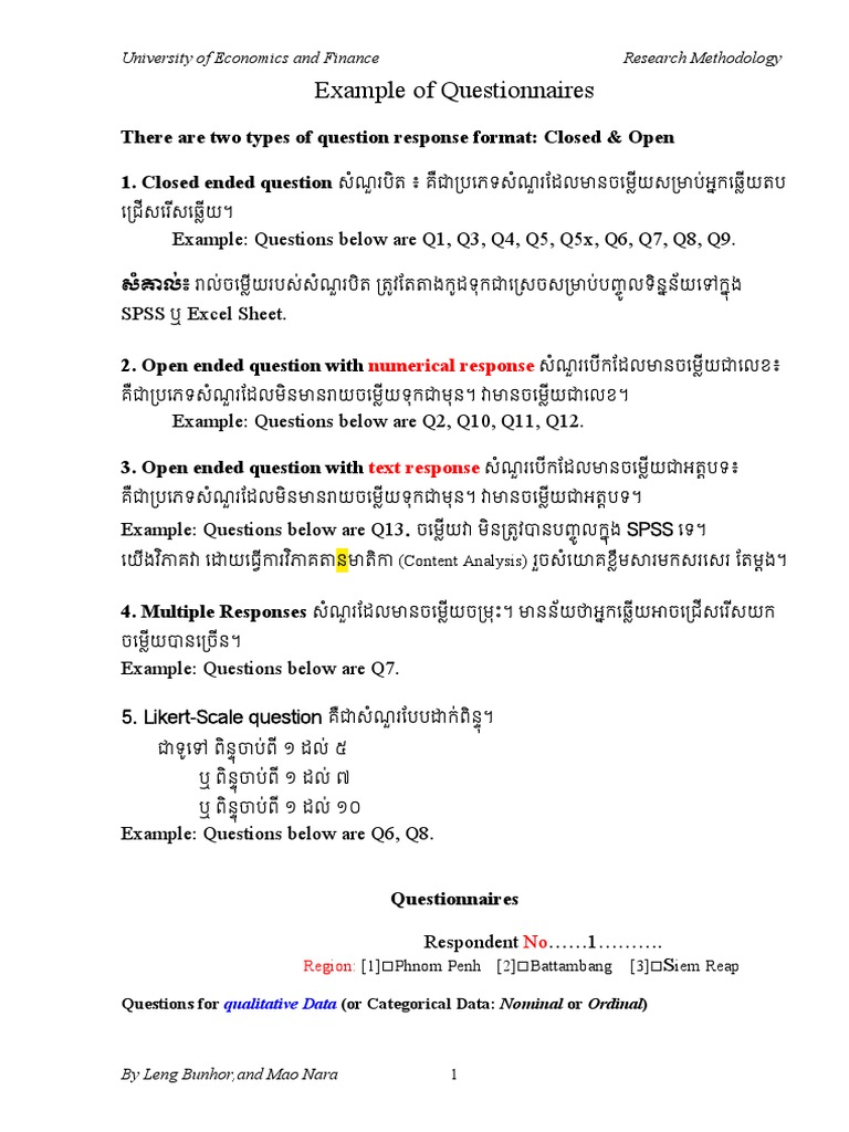 Questionaire - Code Book | PDF | Economies