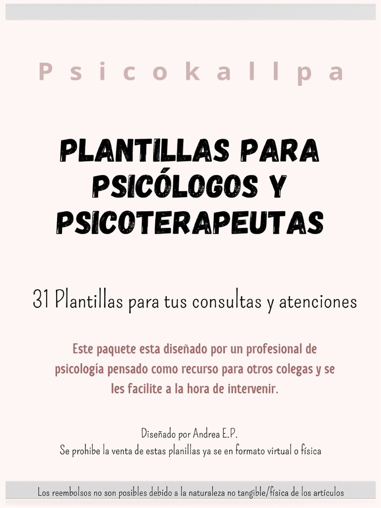 kit plantillas para psicólogos y psicoterapeutas con bordes | PDF