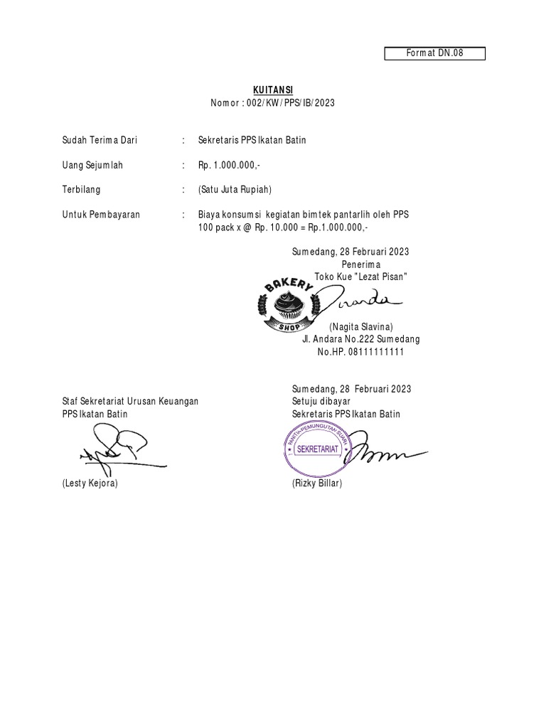 Contoh SPJ Konsumsi | PDF