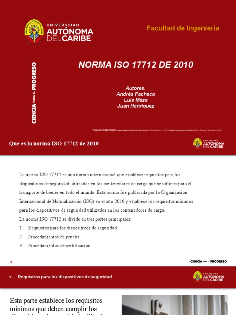 Norma ISO 17712: Seguridad en Contenedores | PDF