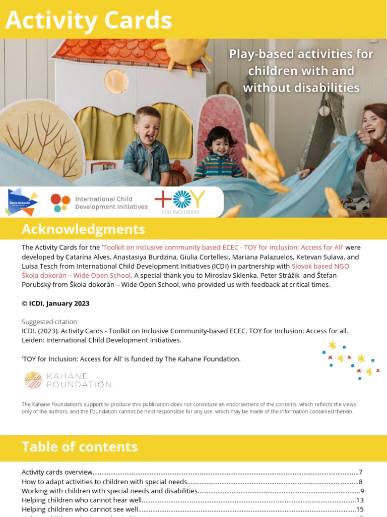 Activity Cards Play Based Activities For Children With and Without ...