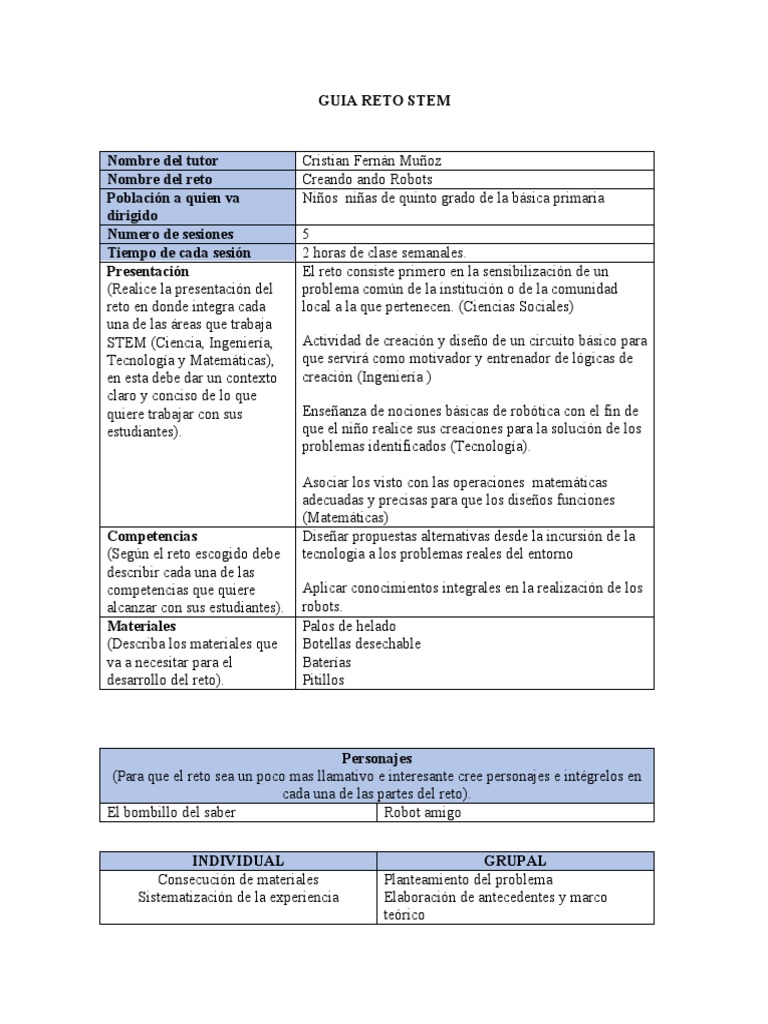 Reto STEM: Creación de Robots | PDF | Diseño | Robot