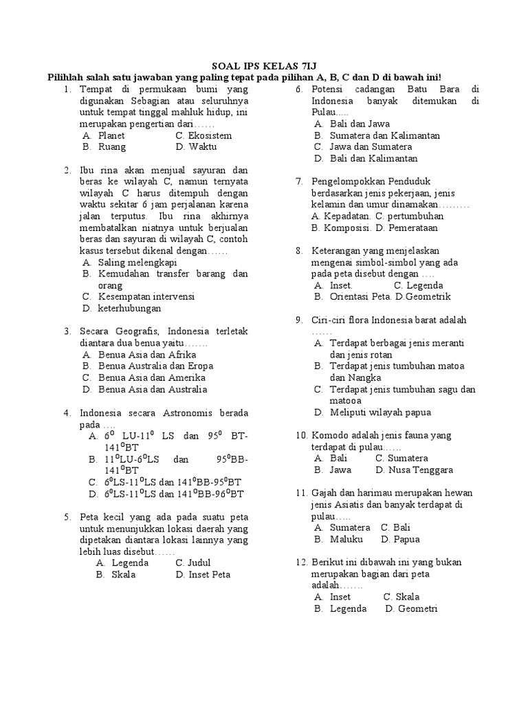 Soal Ips Kelas 7ij | PDF