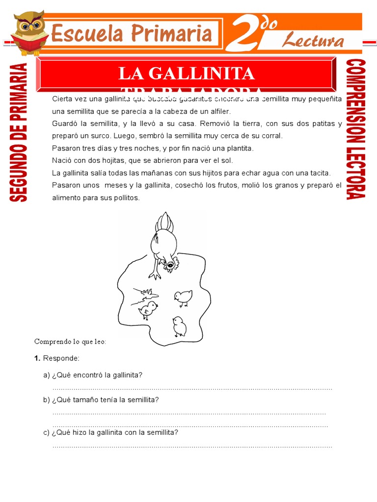 La Gallinita Trabajadora: Cuento y Actividades | PDF