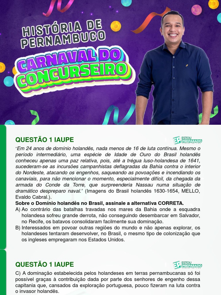 COMANDO DA MADRUGADA ESP Carnavala PMPE HISTÓRIA DE PERNAMBUCO | PDF | Holanda | Brasil