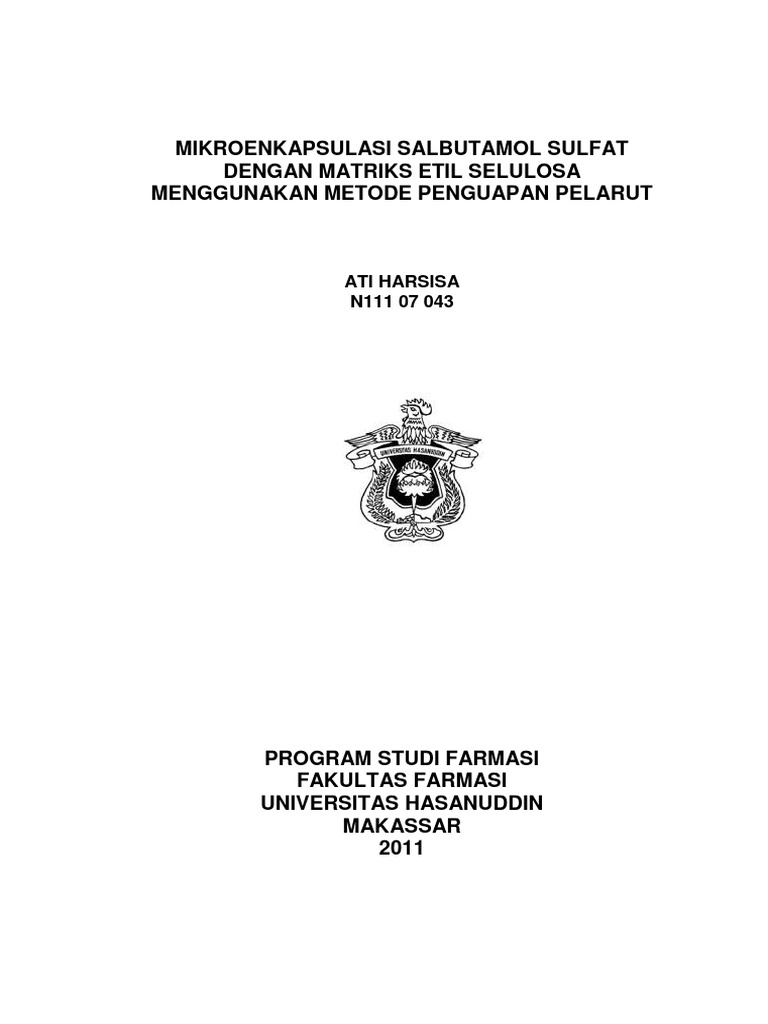 Mikroenkapsulasi Salbutamol Sulfat Dengan Matriks Etil Selulosa ...