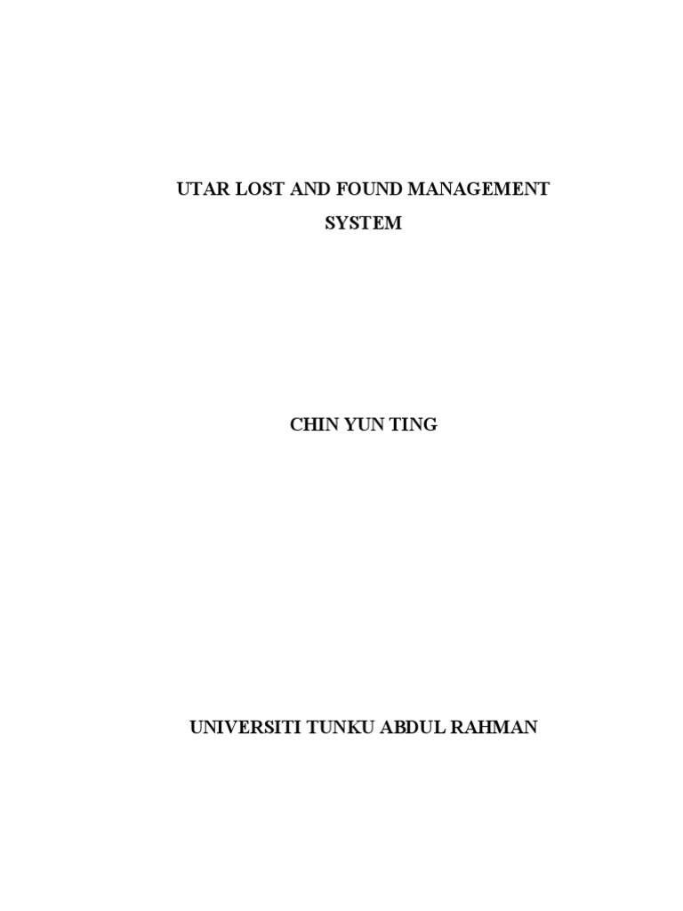 Utar Lost and Found Management System | PDF | Software Development Process | Agile Software ...