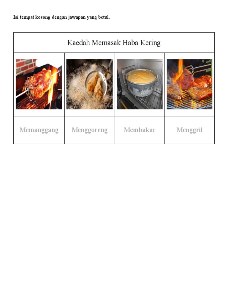 Kaedah Memasak: Haba Kering & Basah | PDF | Memasak, Makanan, & Anggur