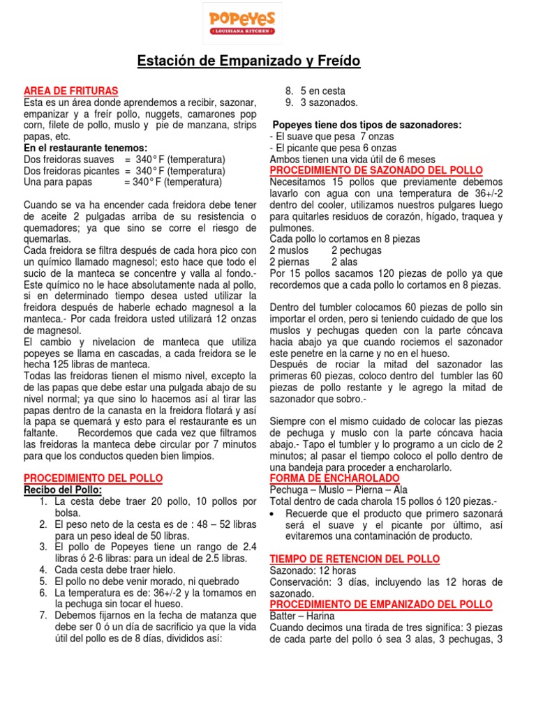 Area de Freido Correcta | PDF | Agua | Comida y bebida