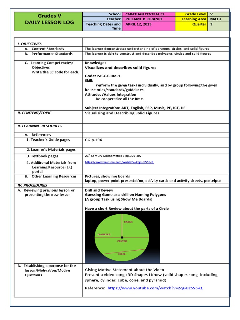Cot1 Math 5 3rd | PDF | Learning | Teachers