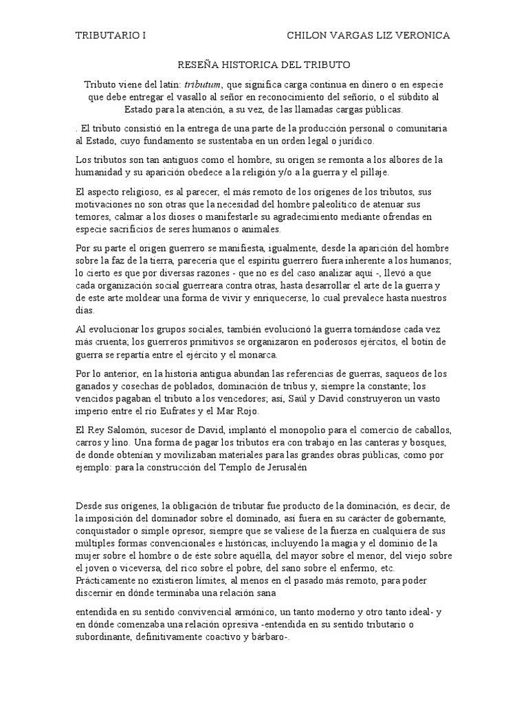 Reseña Historica Del Tributo. | PDF