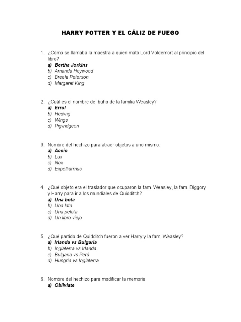 Harry Potter y El Cáliz de Fuego | PDF | Novelas de fantasía ...