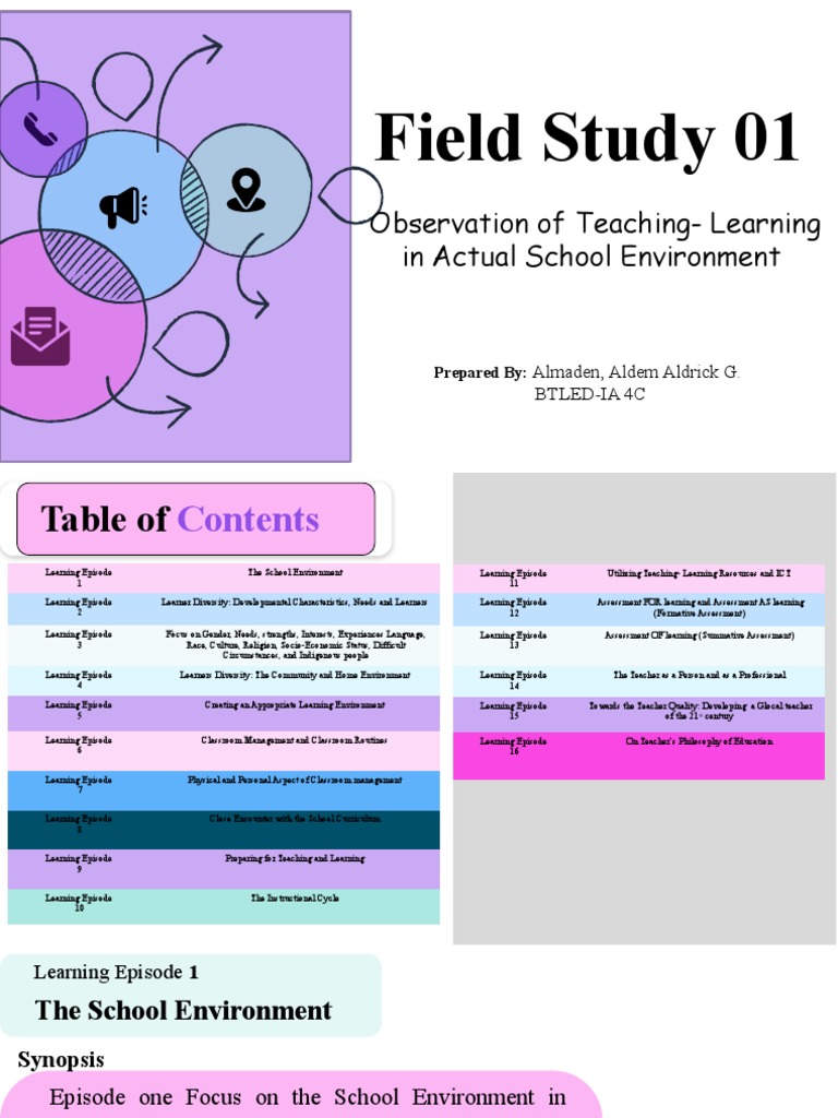 Field Study 01: Observation of Teaching-Learning in Actual School ...