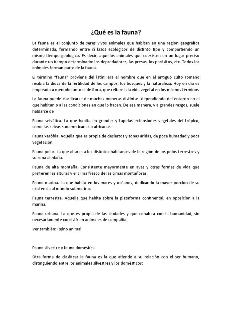 Definición y Clasificación de Fauna | PDF | Fauna | Selva