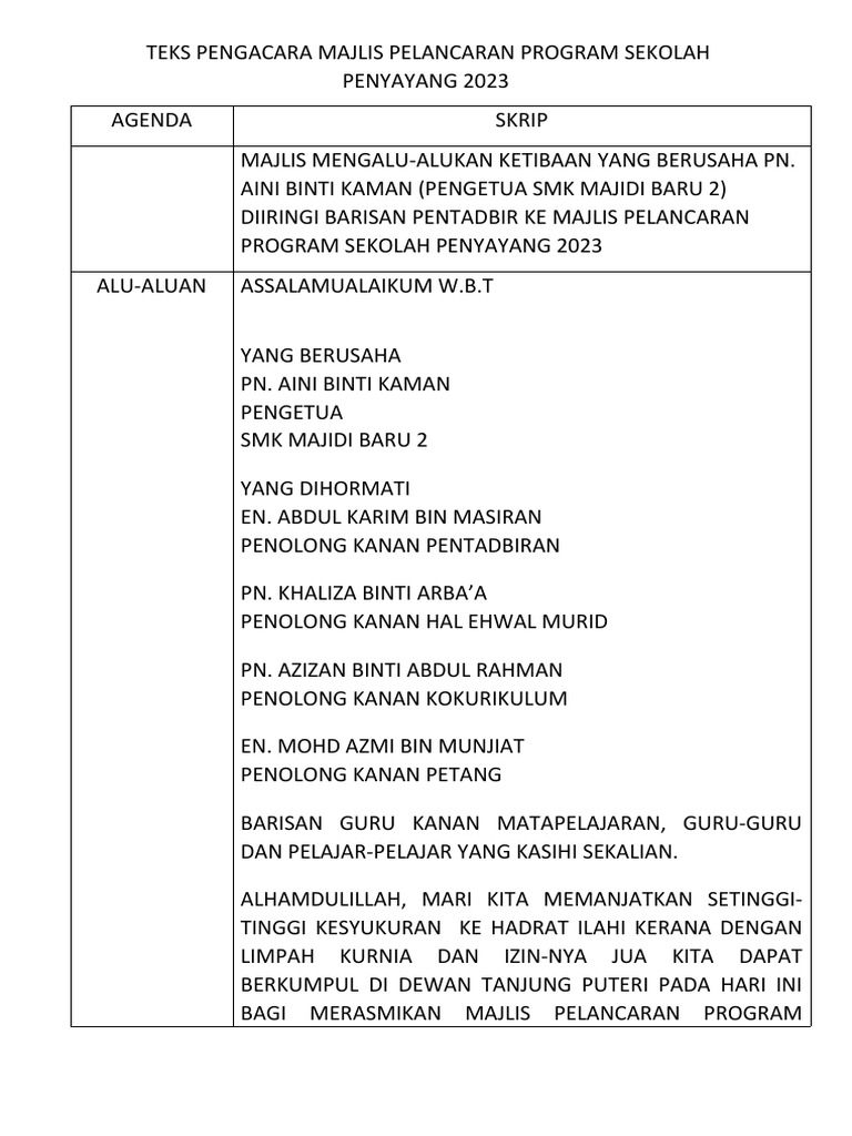 Pelancaran Program Sekolah Penyayang 2023 | PDF