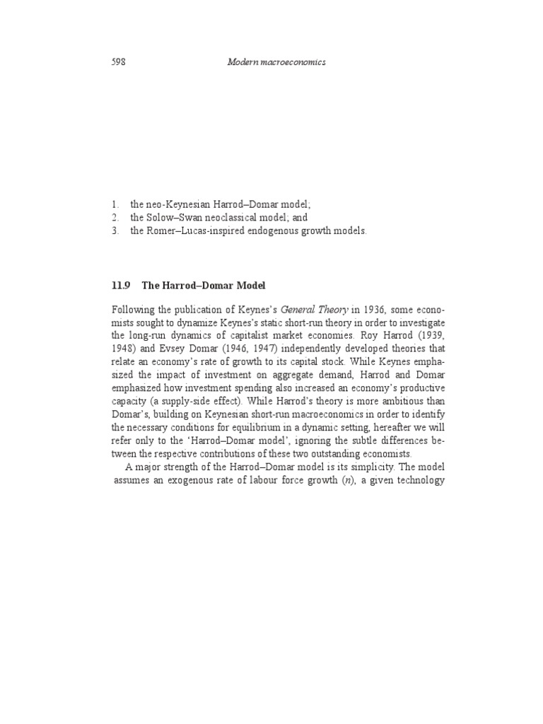 11.9 The Harrod-Domar Model: Modern Macroeconomics | PDF | Economic ...