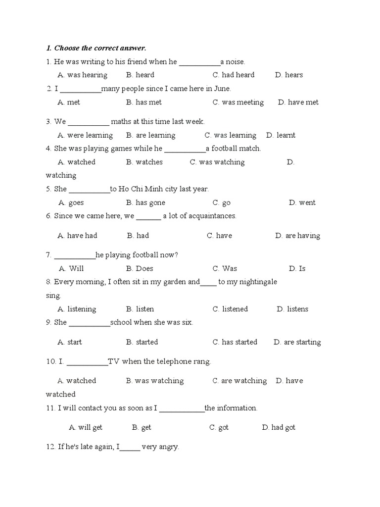 Correct Tenses and Verb Forms Quiz | PDF