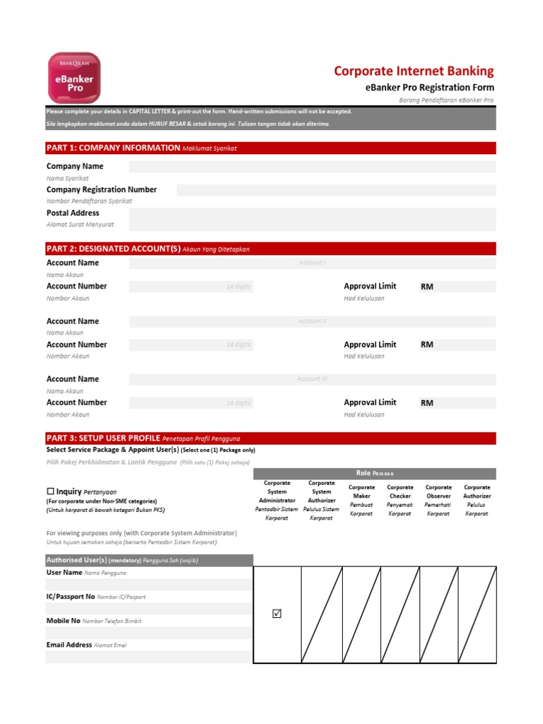 Ebanker Pro - Registration Form v15052022 | PDF
