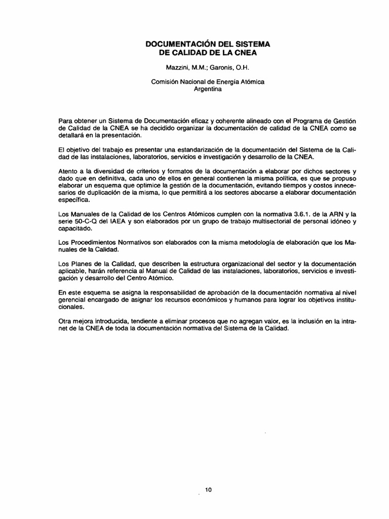 Estandarización del Sistema de Calidad CNEA | PDF | Informática ...