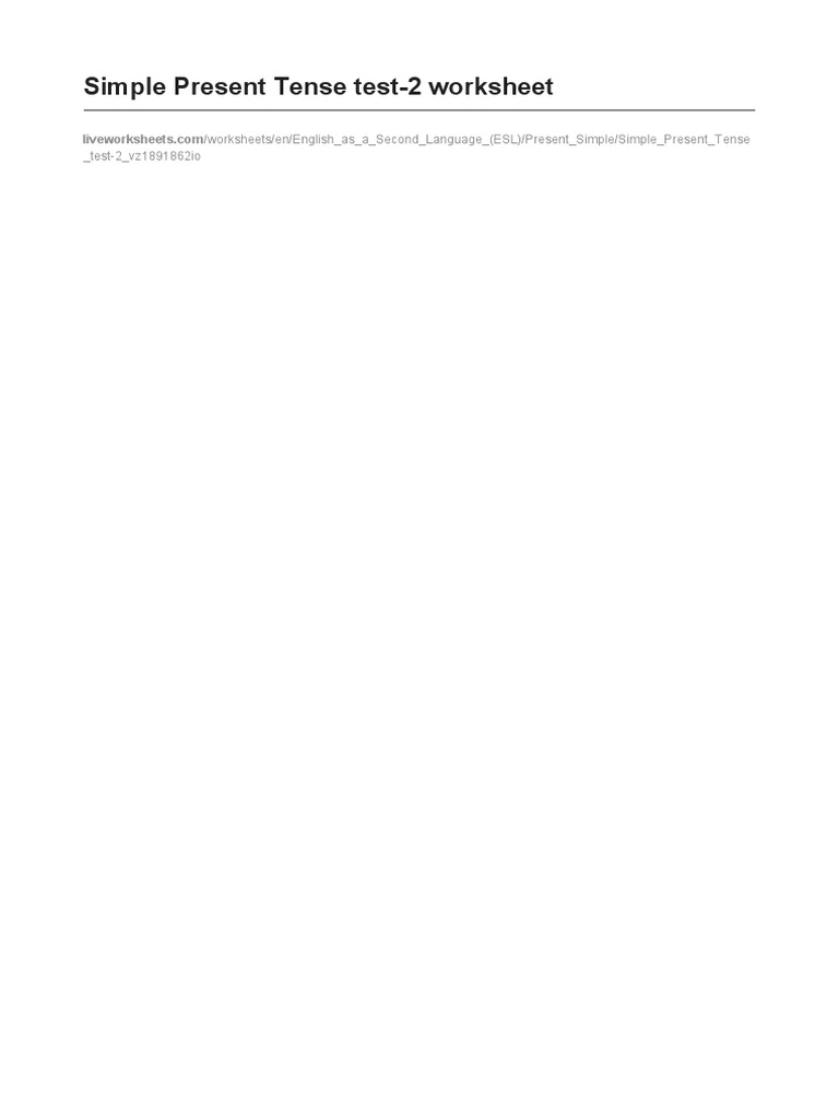 Simple Present Tense Test-2 Worksheet | PDF