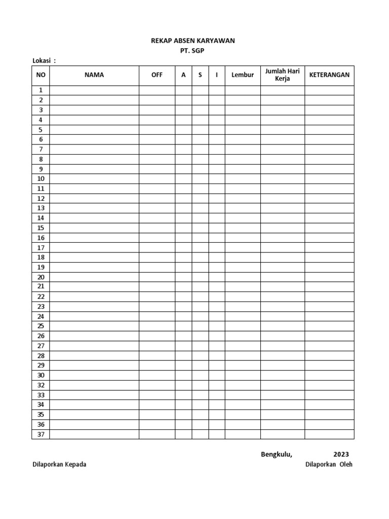 Rekapitulasi Absen SGP | PDF