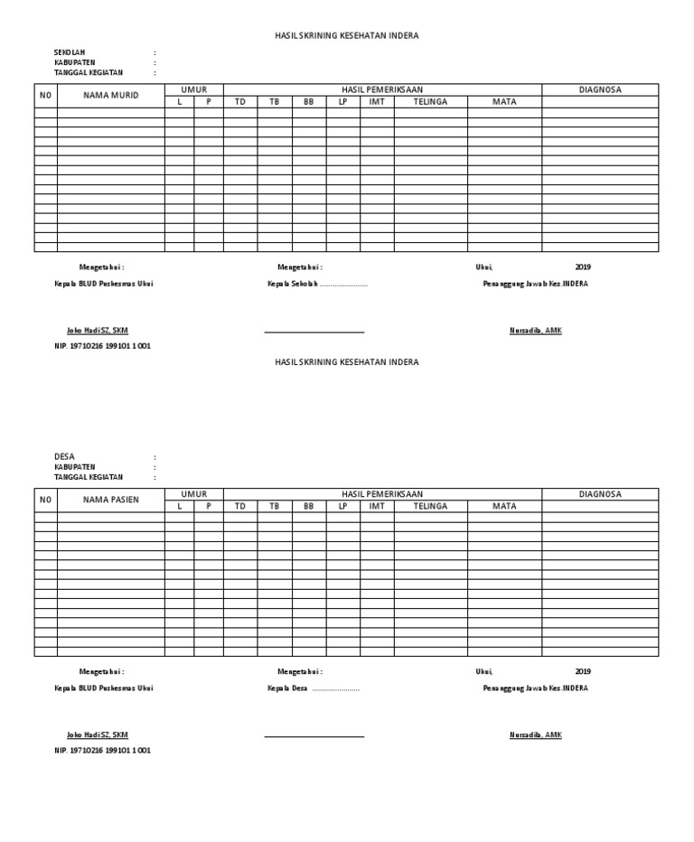Hasil Skrining Kesehatan Indera | PDF