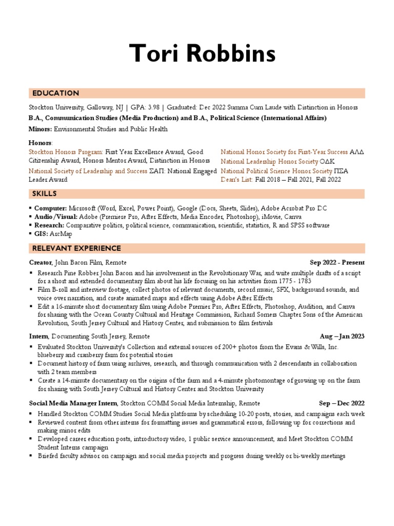 Robbins Tori Resume Digital | PDF | Social Media | Popular Culture ...