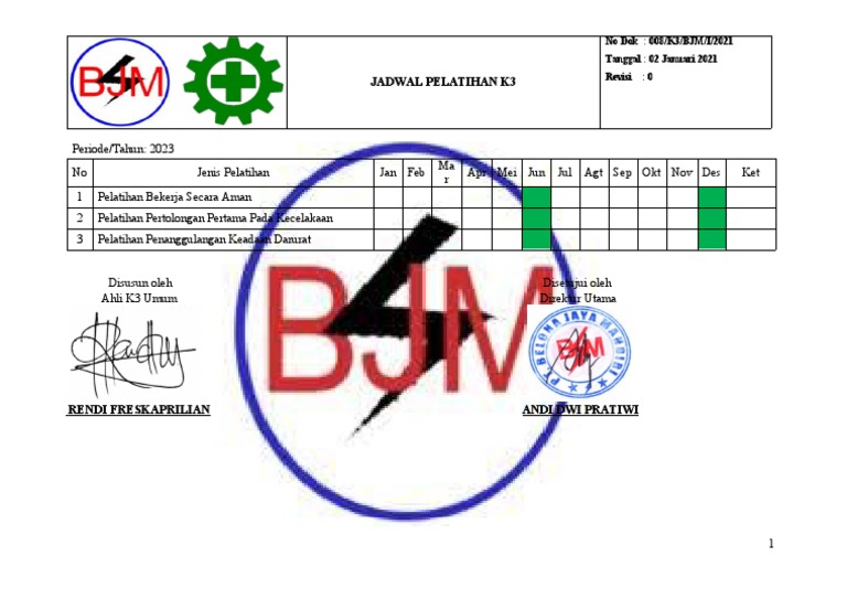 Jadwal Pelatihan K3 2023 | PDF