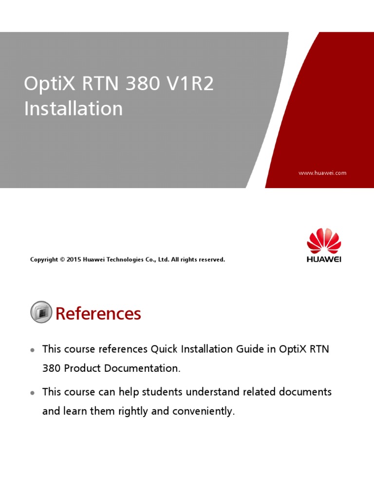 OptiX RTN 380 V1R2 Installation ISSUE 1.00 | PDF | Optical Fiber | Cable Television