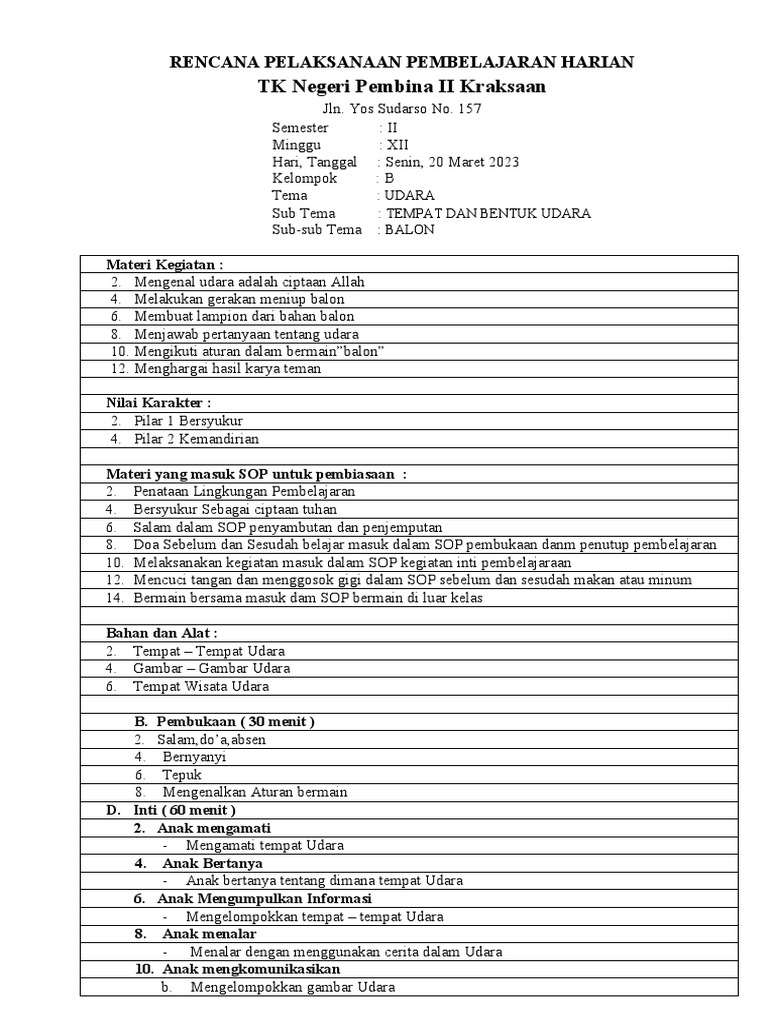 RPPH Kelompok B Minggu Ke Xii | PDF