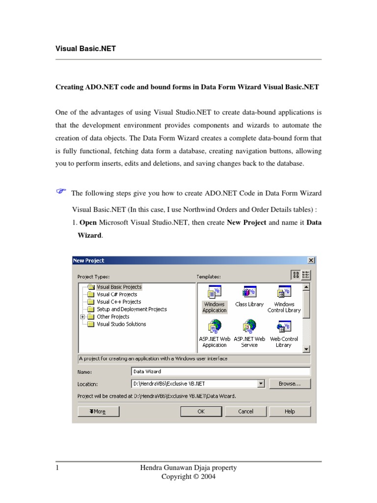 Data Form Wizard | PDF | Microsoft Visual Studio | Microsoft Software