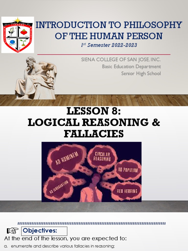 Lesson 8 Logical Reasoning and Fallacies | PDF | Argument | Logic