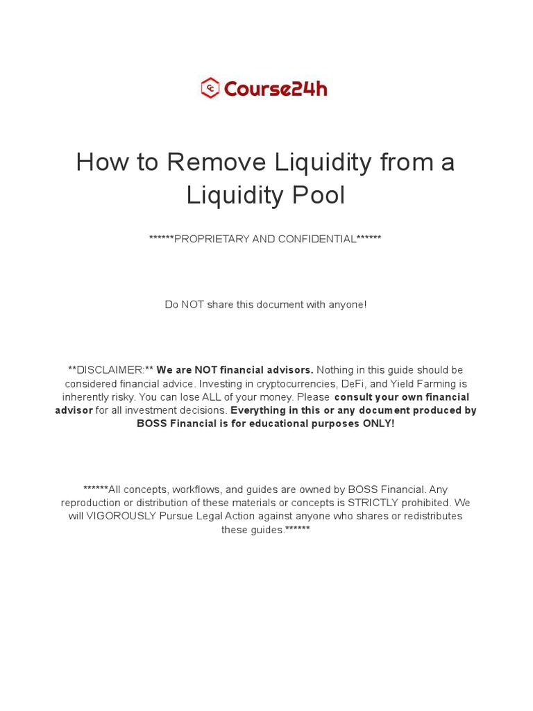 How To Remove Liquidity From A Liquidity Pool | PDF