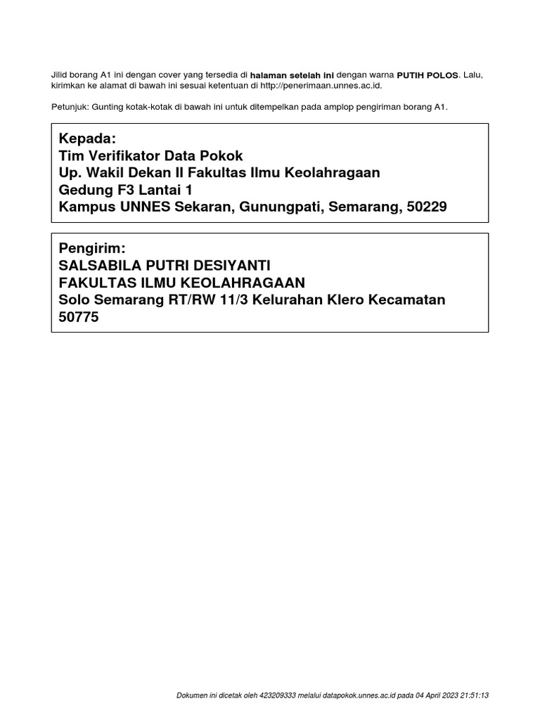 CETAK BORANG UNNES | PDF