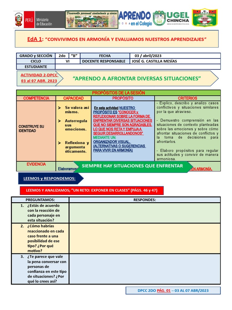 2do DPCC - EdA 01-AdA 01 | PDF | Cognición | Ciencia cognitiva