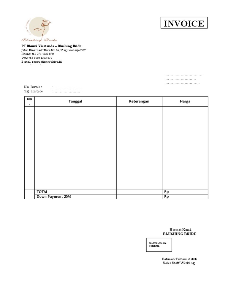 Form Invoice DP Wedding | PDF