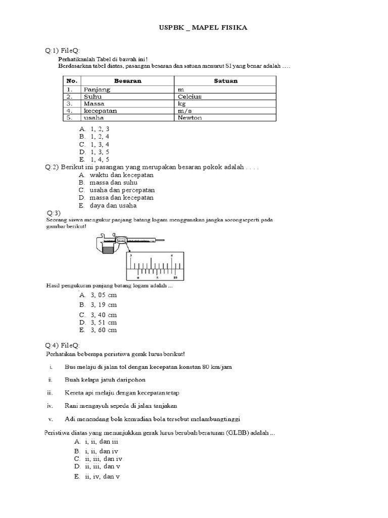 Latihan USPBK Fisika | PDF
